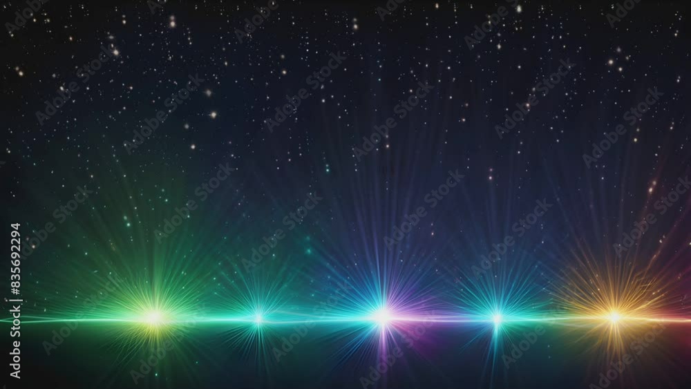 Volumetric lights in the dark, lights from Down soft optical lens flares shiny animation art ...