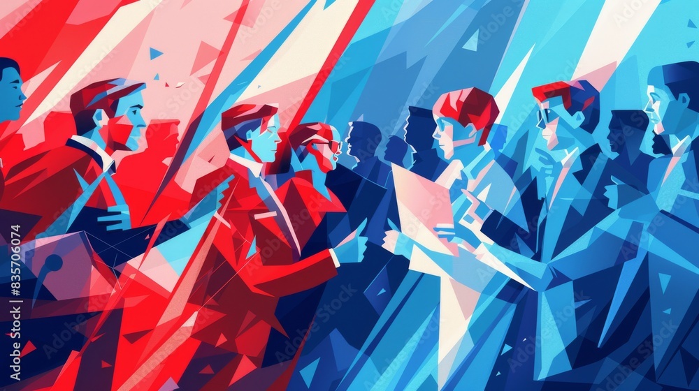 Political vector illustration of business people having an argument, in ...