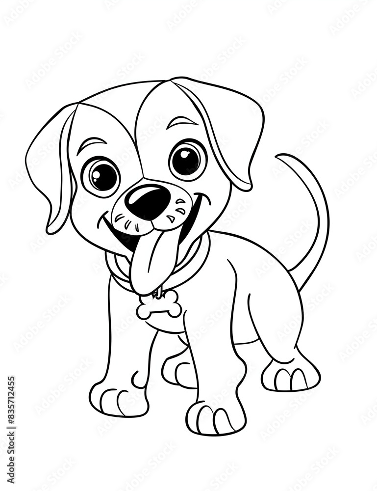 Canine Fun: Simple Puppy Coloring Page - Dog illustration - Line Art ...