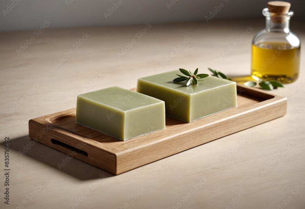handmade olive oil soap on a simple background Stock Photo | Adobe Stock