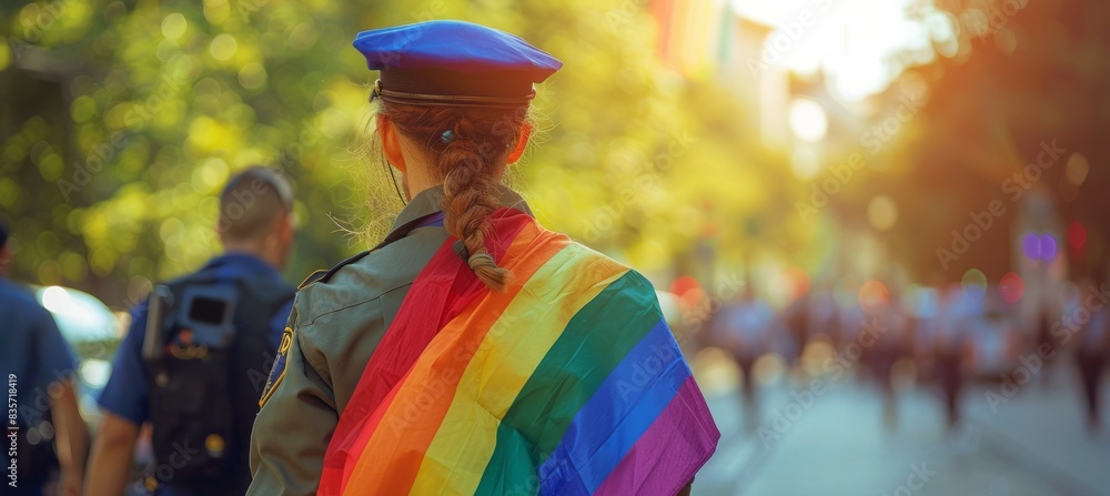 Female police security at pride parade festival. LGBT pride gender ...