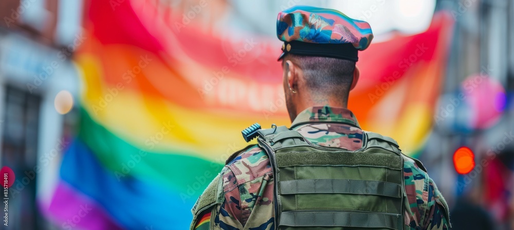 Back view trans military soldier. LGBT pride gender equality wallpaper ...