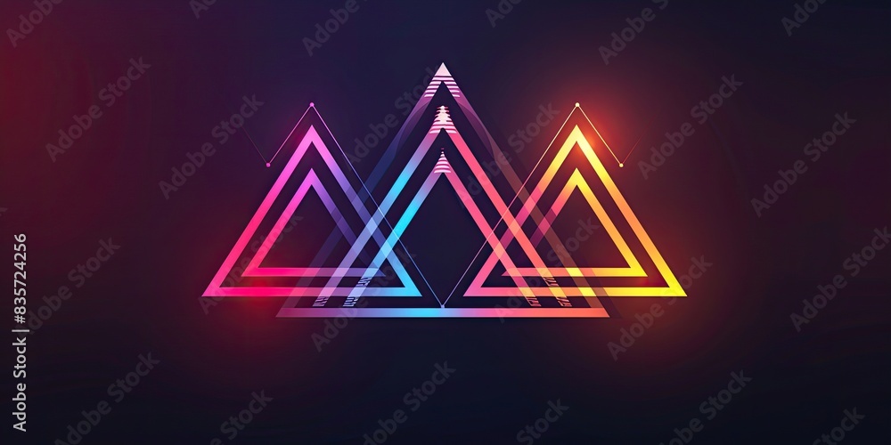 logo, simple line art of five triangles in different colors on white ...