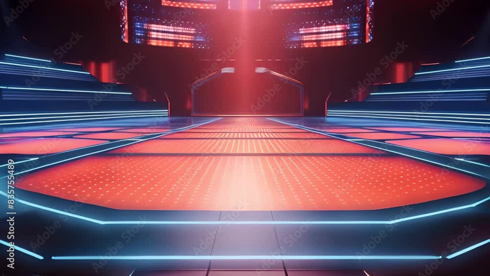 podium Futuristic showcase with platform for product displaying. Empty ...