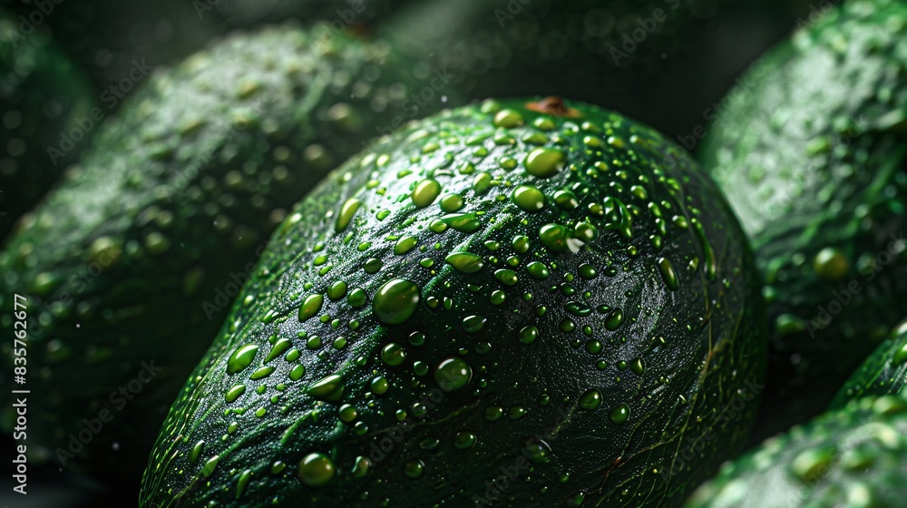 Cluster of avocados close-up, dark green, hard surface modeling style ...
