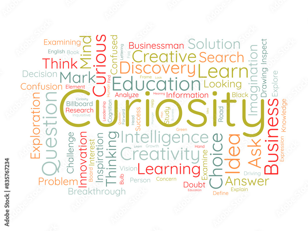 Curiosity word cloud template. Discovery concept vector tagcloud ...