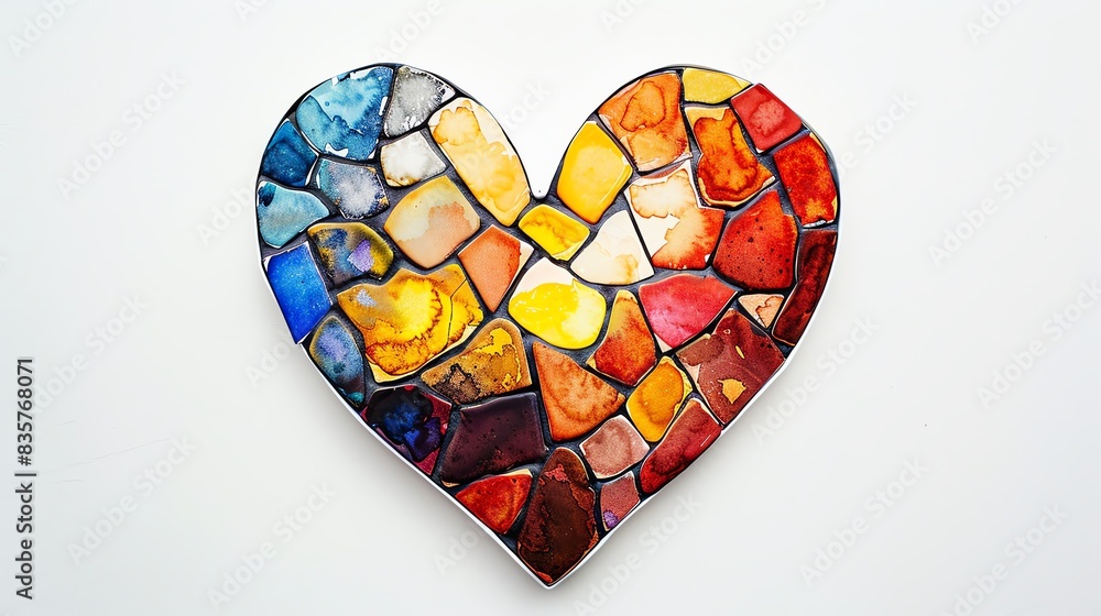 Colorful stained glass heart with vibrant mosaic pattern, creating a ...