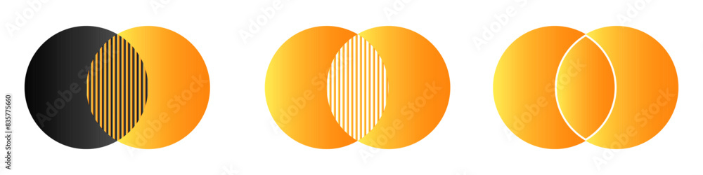 Venn diagram, intersection of two circles chart. Two circle merge ...