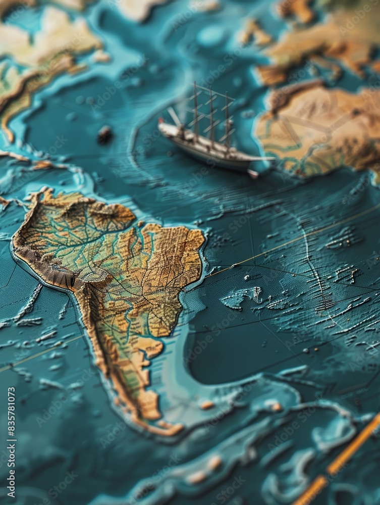 Marine chart navigation theme top view showcasing a detailed marine ...