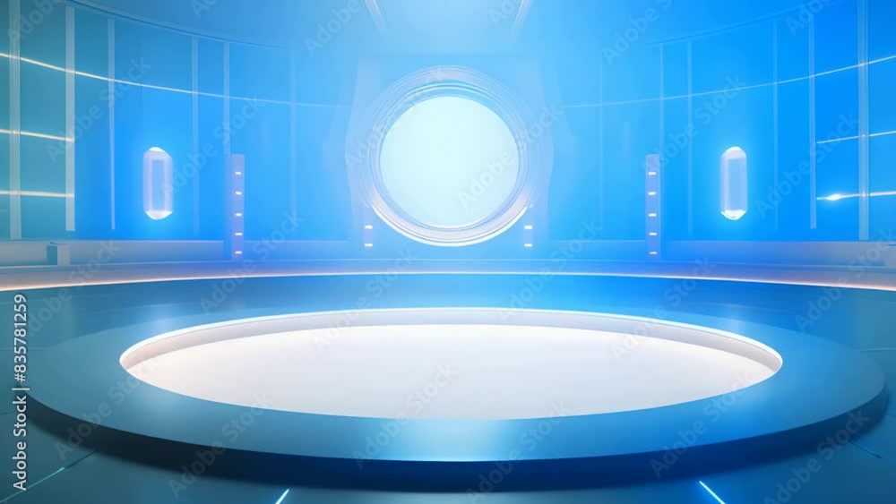 podium Futuristic showcase with platform for product displaying. Empty ...