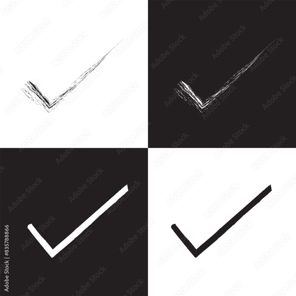 Check mark icon. Hand drawn check mark signs. doodle effect stain ... Check mark icon. Hand drawn check mark signs. doodle effect stain ...