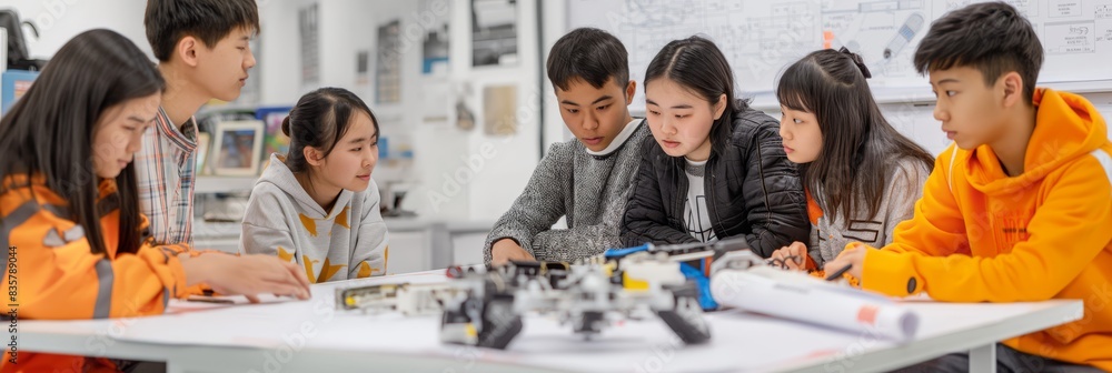 Students Including Young Engineers Collaborate In A Modern Classroom