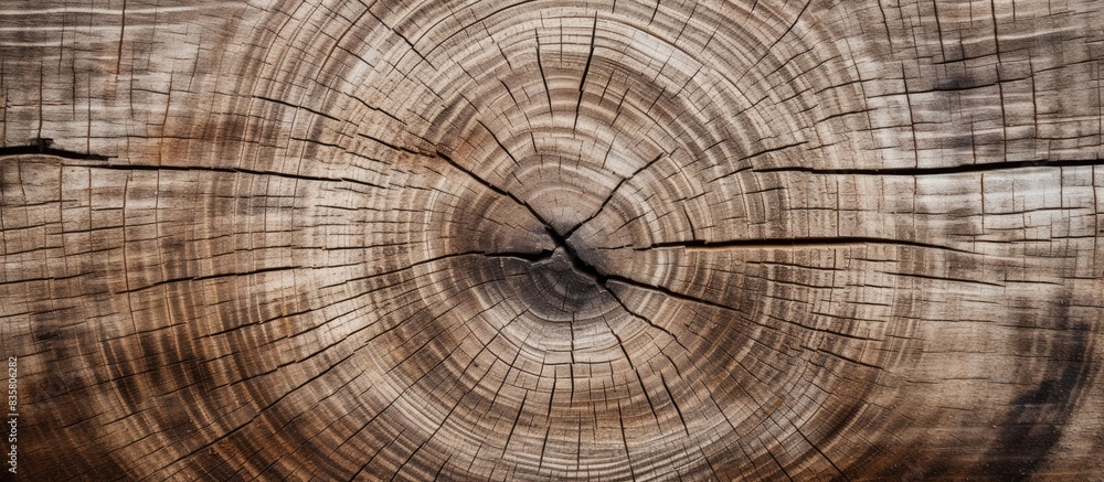 Weathered wood texture with tree rings visible in a cut log's cross ...
