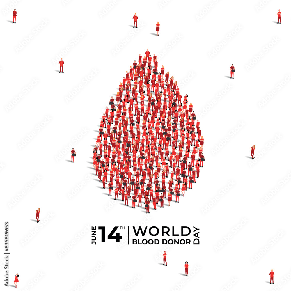 World Blood Donor Day. Blood donation concept. A large group of people ...