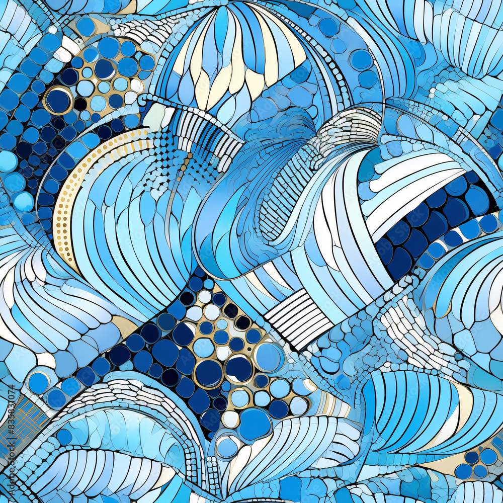 Harmonious fusion of water textures and ink colors in a seamless ...