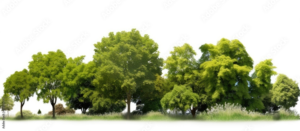 Tree line in isolation with a checkered background, featuring a row of ...