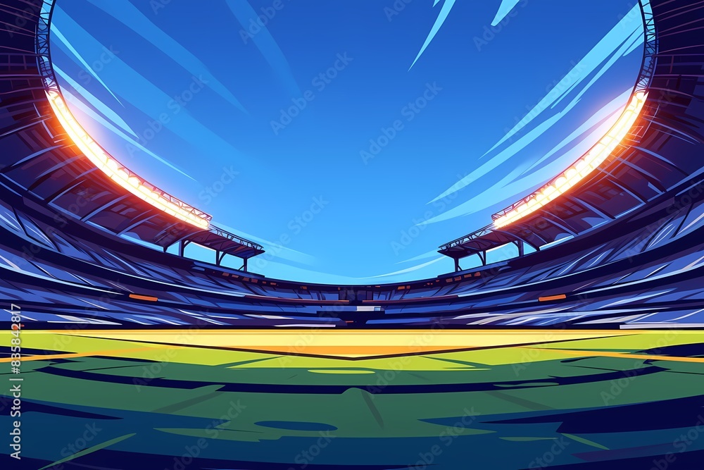 stadium in a colossal scale, in flat style of vector illustration, wide ...