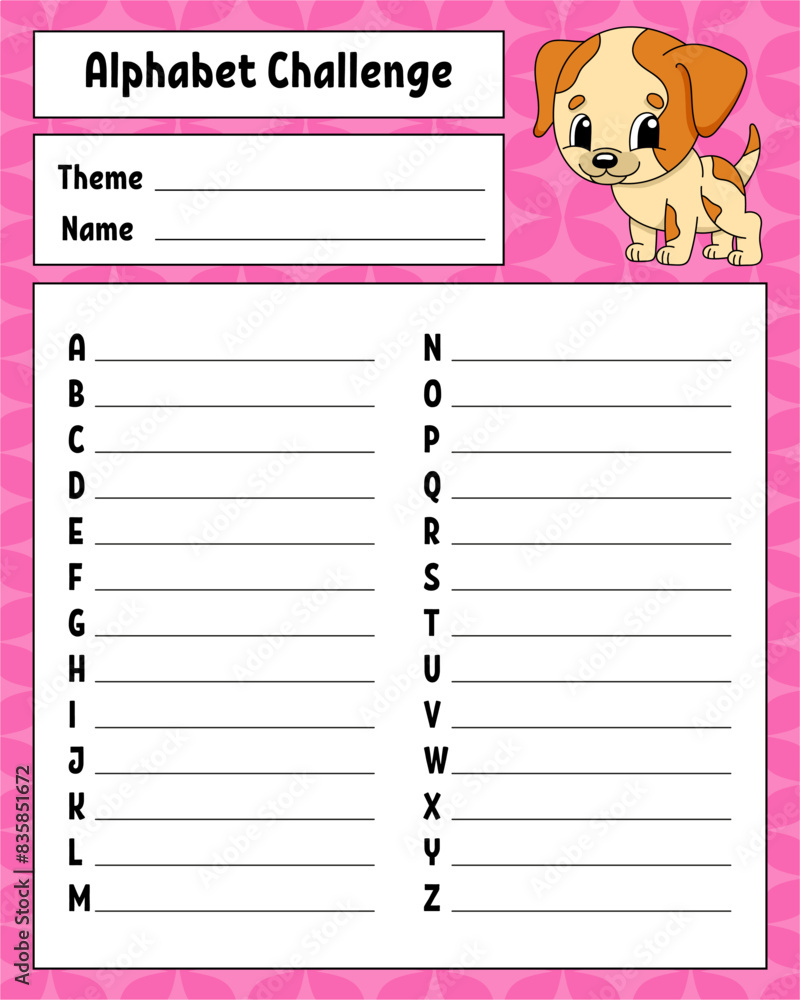Alphabet challenge. Educational activity worksheet for kids and ...