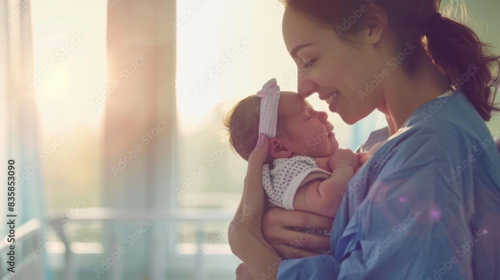 Mother Holding Newborn Baby in Delivery Room - Mother's Day, New Life ...