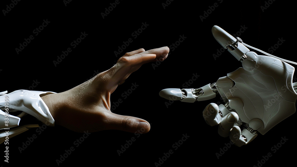 Human and robot hands reaching out, AI, Machine learning, Robot and ...