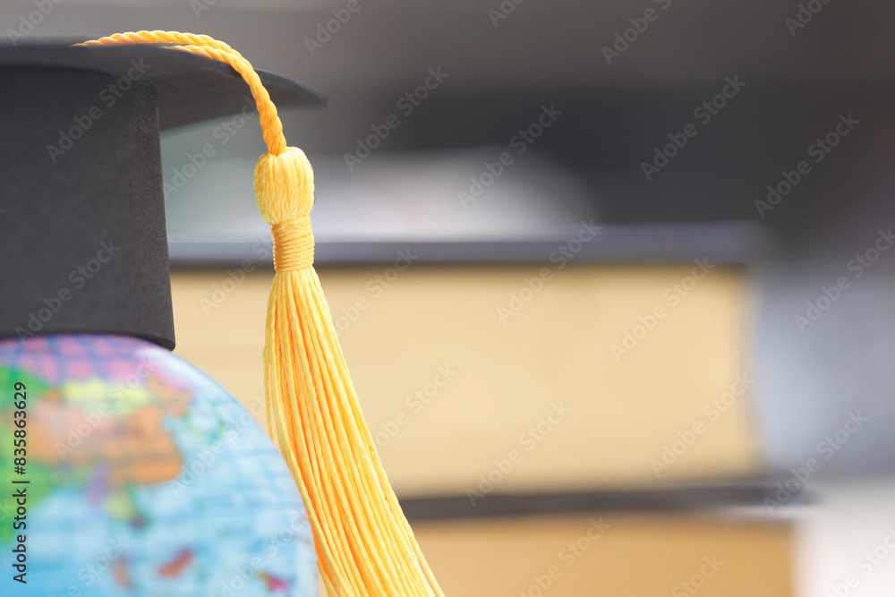 Graduation cap with Earth globe ideas for studying abroad Stock Photo ...
