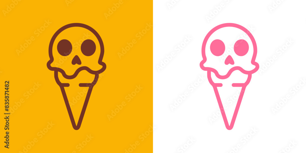 Logo ice cream. Silueta con líneas de bola de helado con forma de ...