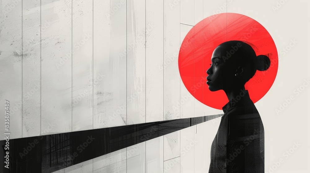 A stark, high-contrast illustration capturing controversial themes in a ...