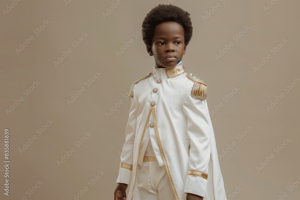 A full body photo of an African American boy dressed as a Little Prince ...