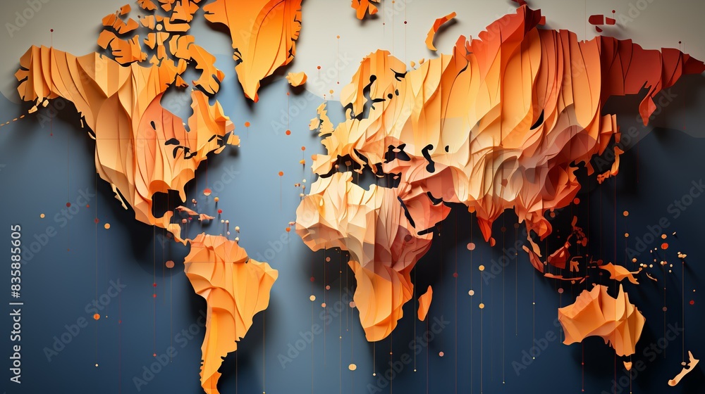 A detailed map of the world overlaid with temperature anomaly data ...