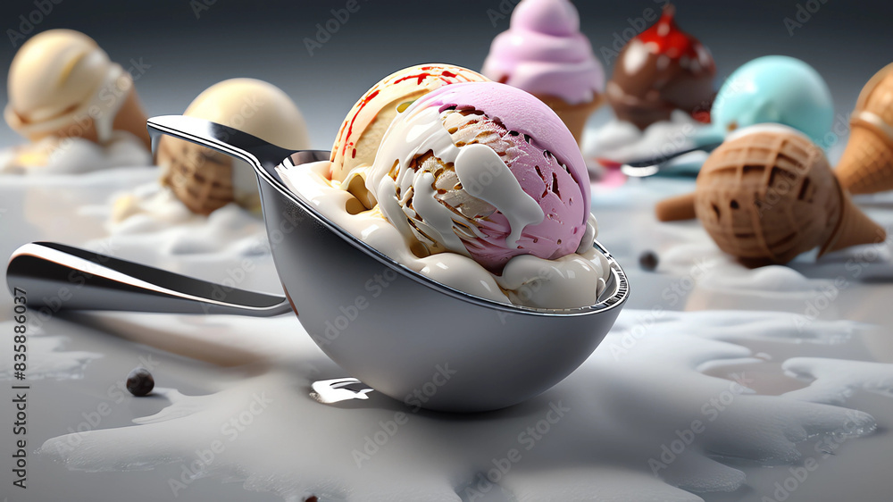 ice cream scoop, unreal engine render, 8k, extremely detailed ...
