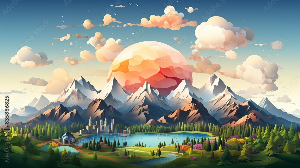 An illustration of a globe surrounded by icons representing renewable ...