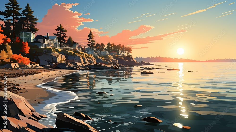 A photograph of a coastal community affected by sea level rise, with ...