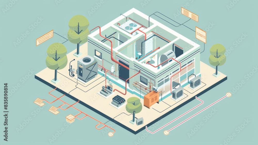 An educational diagram illustrating the anatomy of a building's HVAC ...