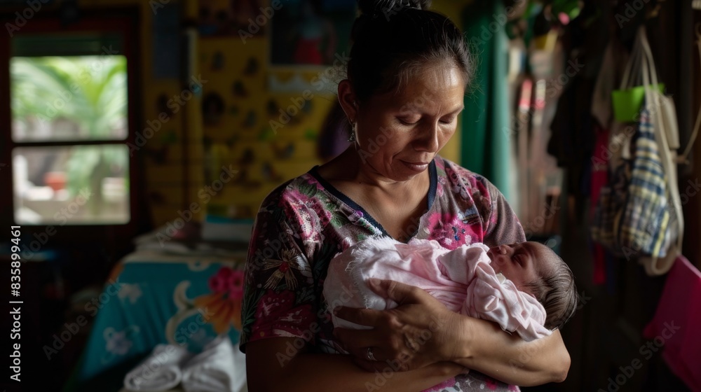 Mother Holding Newborn Baby in Delivery Room - Mother's Day, New Life ...