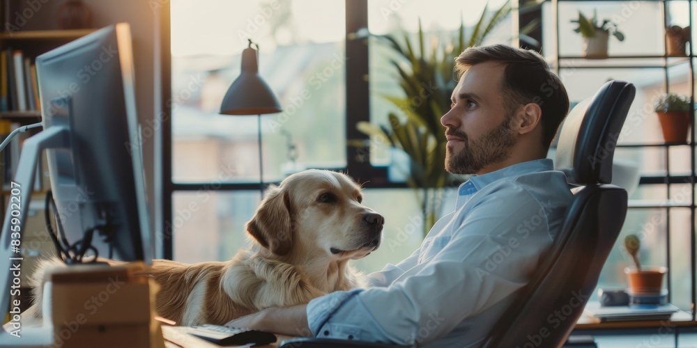 Businessman and His Dog in the Office - A Man's Best Friend, 4K ...