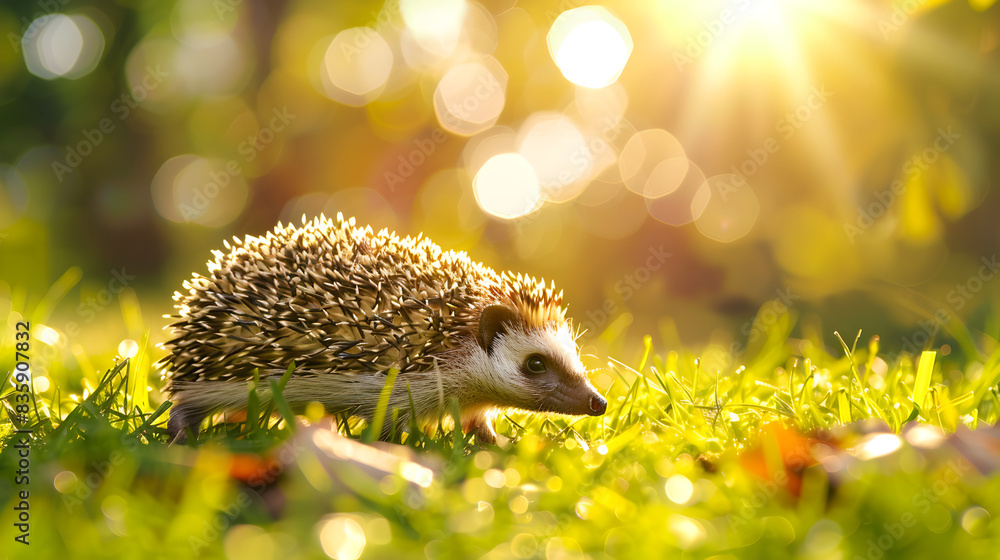 Many chibi hedgehogs all are beautiful and a mystical mossy turf hut ...