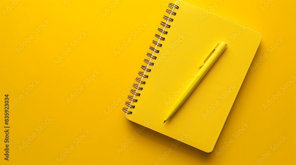 Canary Yellow backdrop framing a vibrant notebook, infusing creativity ...
