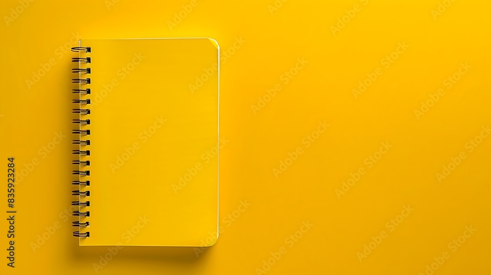 Canary Yellow backdrop framing a vibrant notebook, infusing creativity ...
