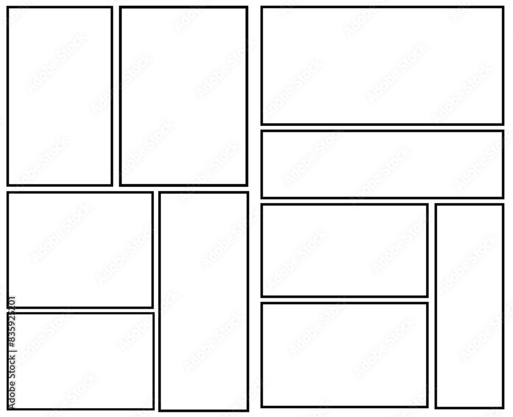 Set of templates for manga comic panels. Backgrounds for comics or ...