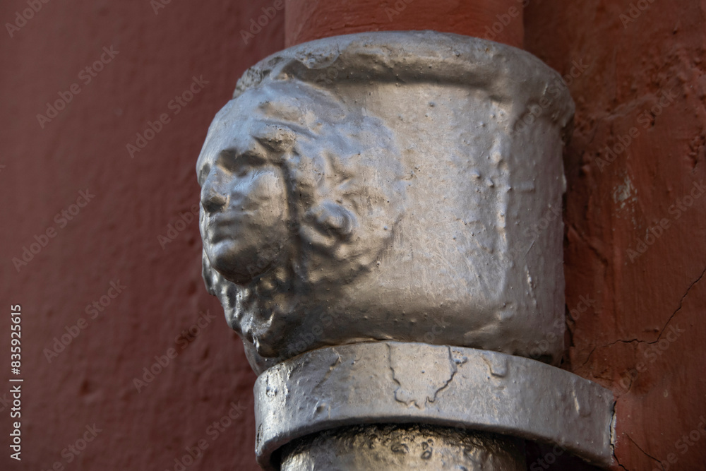 The faces of water, the guardian faces of stormwater downspouts Stock ...