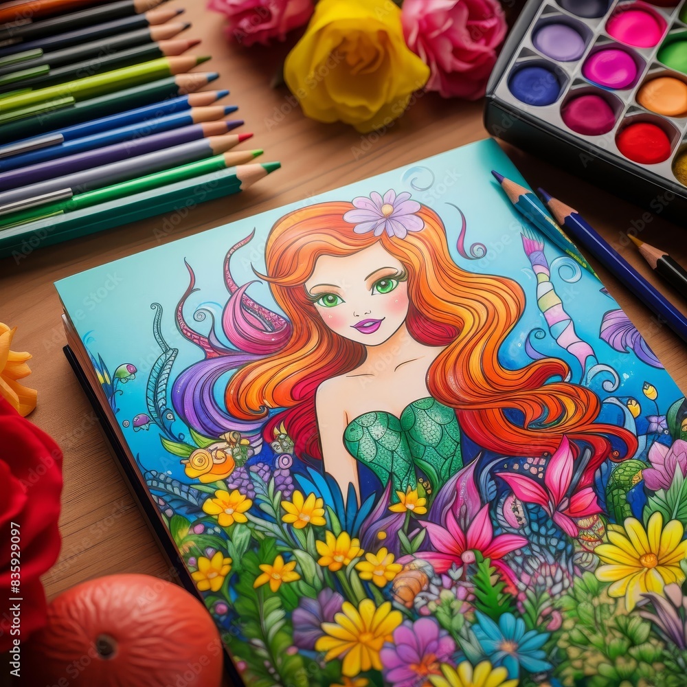 Engage children with a beautiful mermaid tail coloring page featuring ...