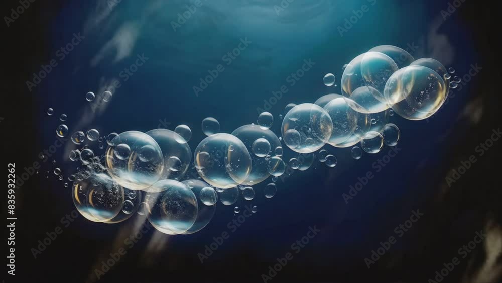 Water Bubbles contain carbon dioxide and float upwards. Green Screen ...