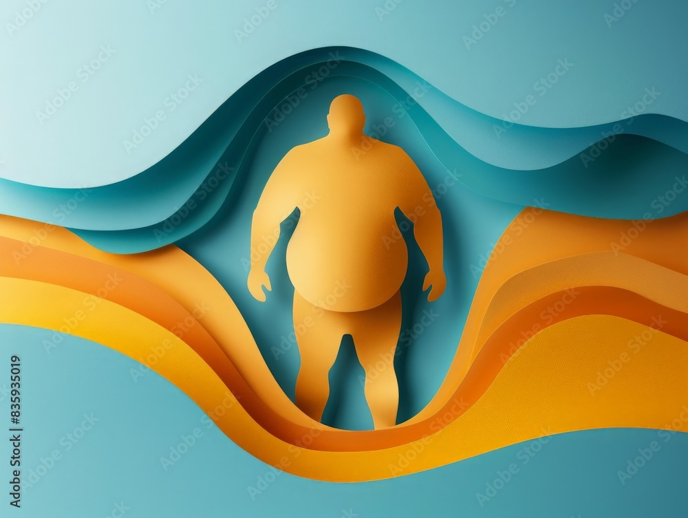 Excess weight man paper cut vector design. Overweight and obesity ...