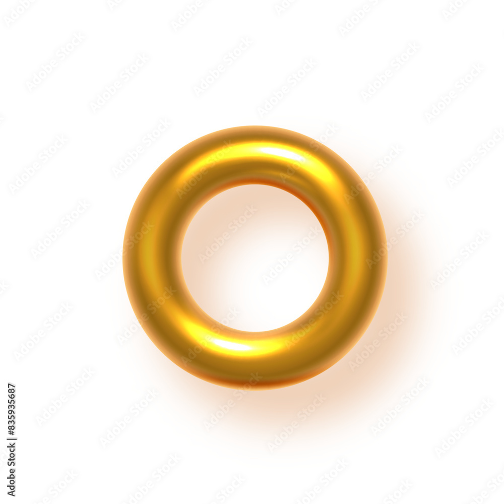 Gold ring icon. Golden torus. Circle metal frame. Round yellow symbol ...
