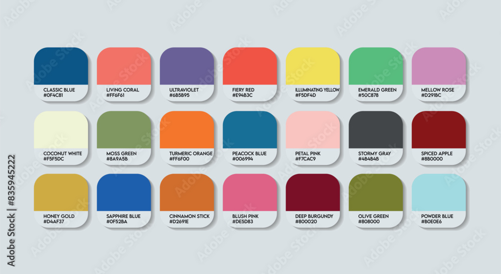 Fashion Trend Color Guide Palette with Color Names 04. Catalog Samples ...