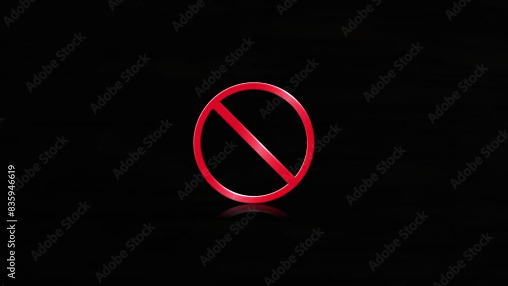 Warning Symbol, Not Allowed, 3D Red Circle Animation Effects On Black ...