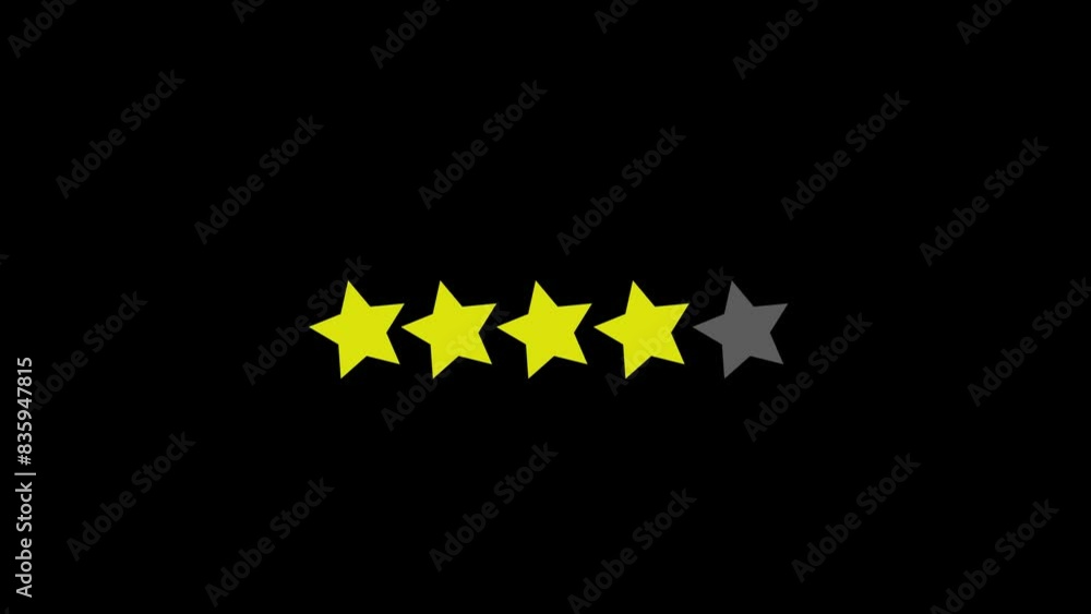 Four star rating review animation. Customer feedback rating. Star ...