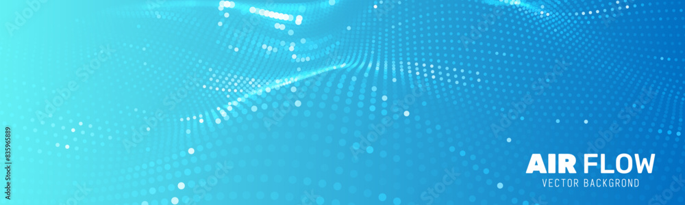 Blue Air Flow Particles. Healthcare Abstract Background. Flowing Light ...
