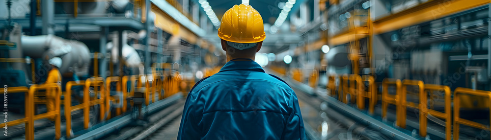 Photo realistic production supervisor blending with assembly line ...