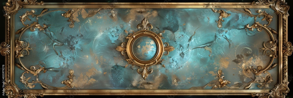 Lavish antique baroque, barocco ornate marble ceiling frame non linear ...